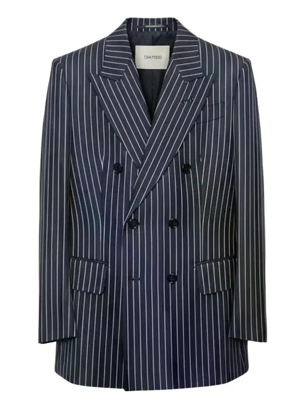 TOM FORD Double-breasted Pinstriped Blazer - Blue