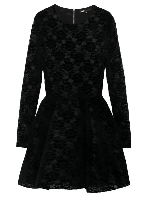 Maje Lace-panel Flared Dress - Black