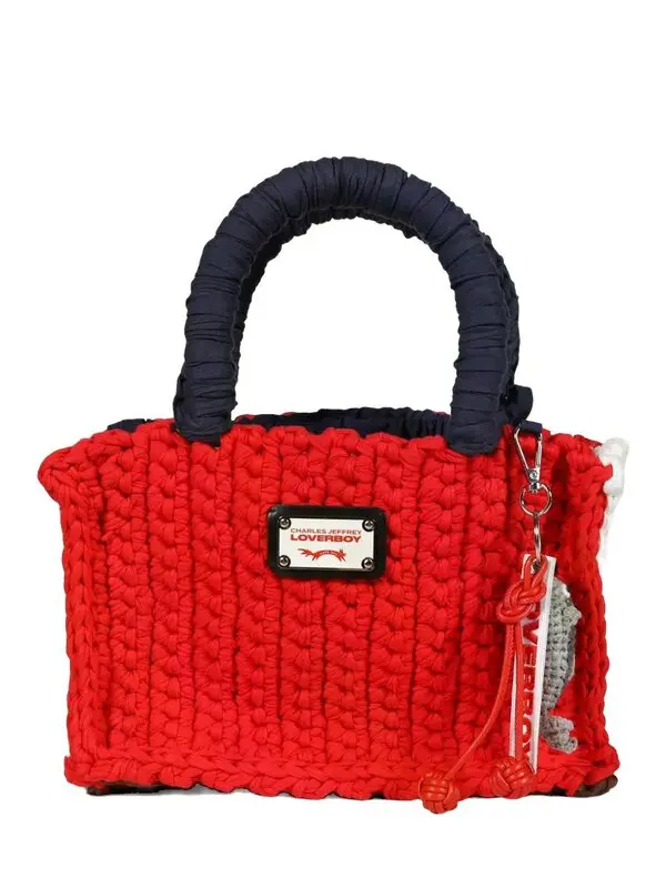 CHARLES JEFFREY Crocheted Top Handle Tote Bag - Red
