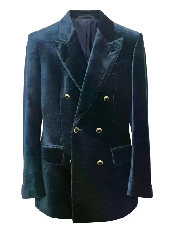 TOM FORD Double-breasted Velvet Blazer - Blue