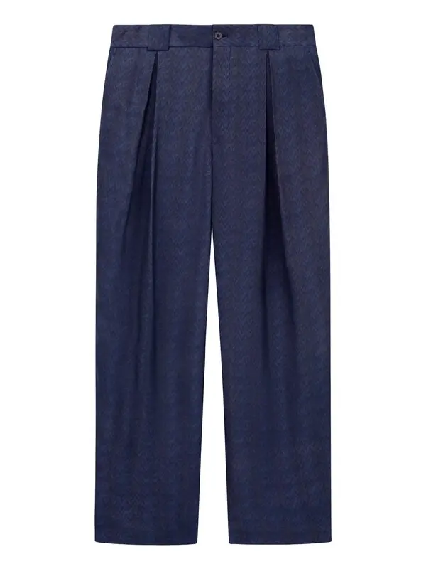 Giorgio Armani Single-pleat Viscose Trousers - Navy_blue