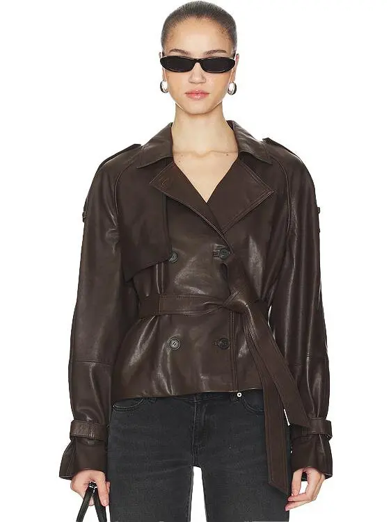 ALLSAINTS Reed Leather Jacket - Bitter Brown