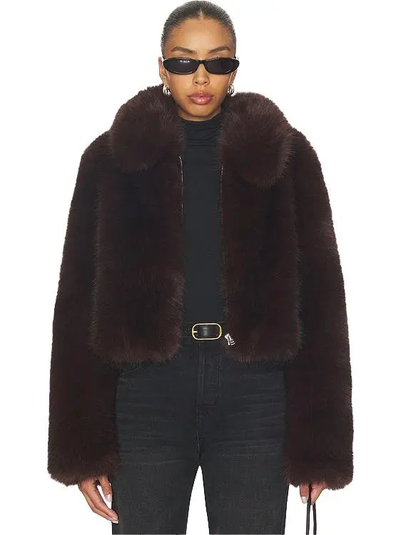 L'academie By Marianna Savoie Faux Fur Jacket - Dark Brown