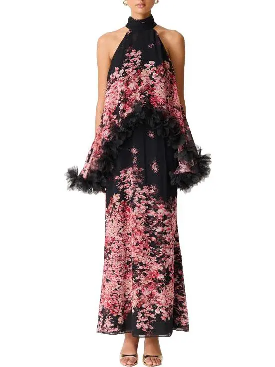 ELLIATT Tulsia Floral Georgette Gown - Pink/red/black Multi