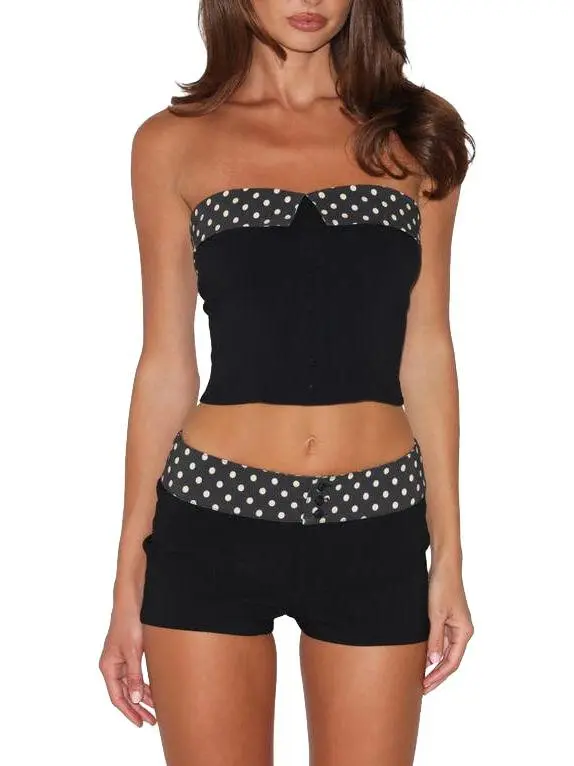 TIGER MIST Albie Strapless Polka Dot Top - Black