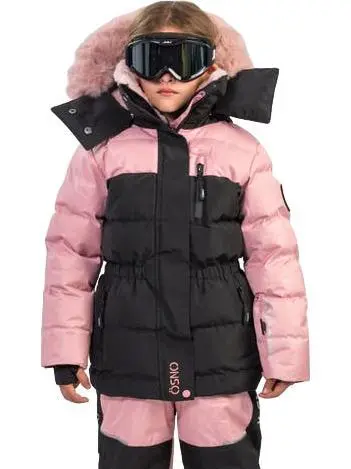 ÖSNO Snowsuit With Faux Fur Trim - Pink Fur