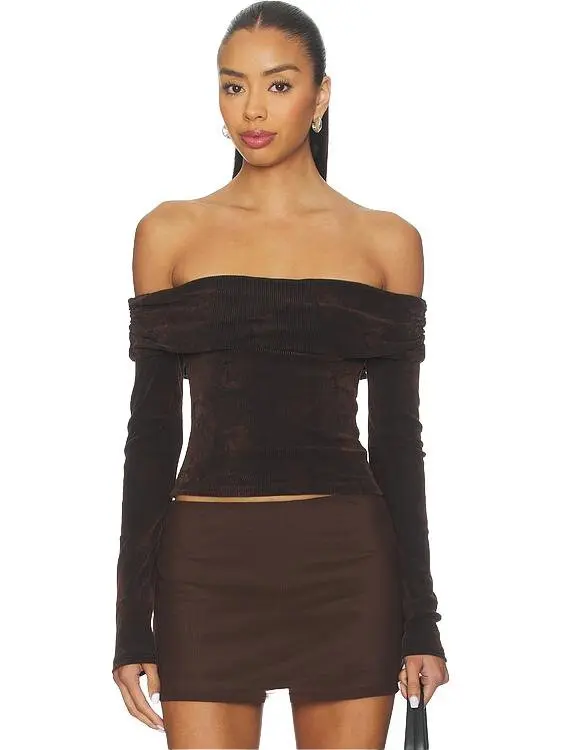 TIGER MIST Korra Off-the-shoulder Top - Chocolate