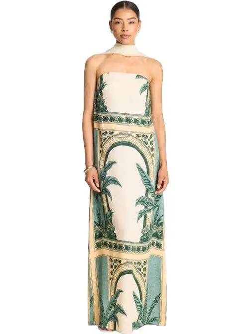 DIARRABLU Tubi Ben Strapless Maxi Dress With Shawl - Viva Olive