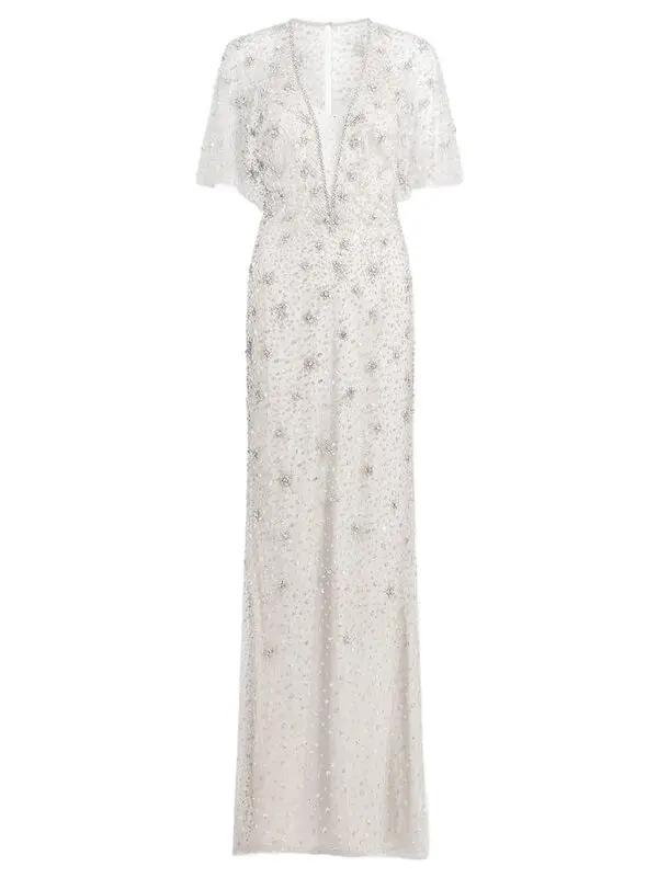 Jenny Packham Sofie Crystal-embellished Gown - Platinum - Silver
