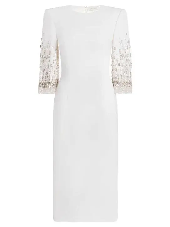 Jenny Packham Ebba Crystal-embellished Midi Dress - Natural White