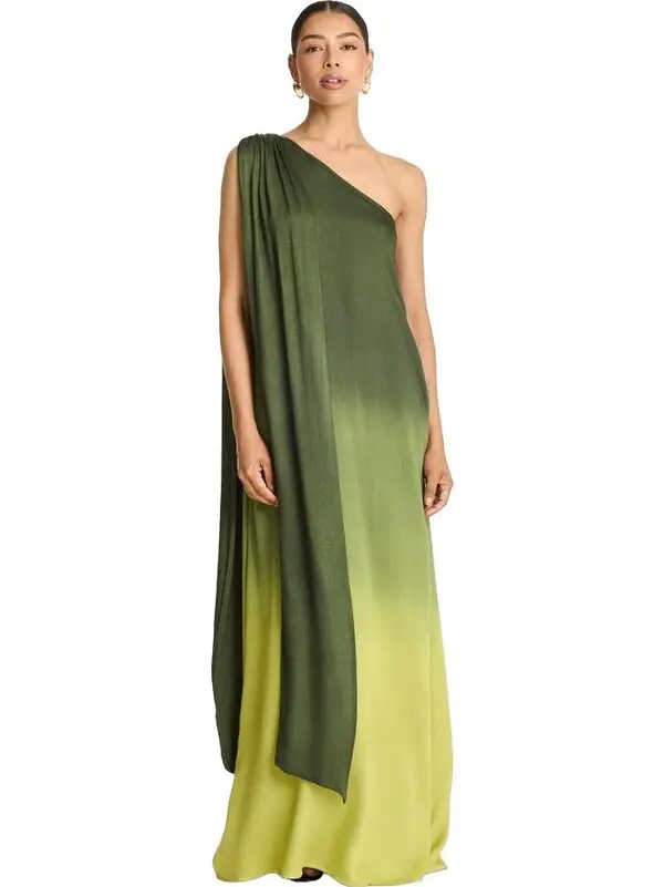DIARRABLU Raya One-shoulder Gown - Ombra Olive