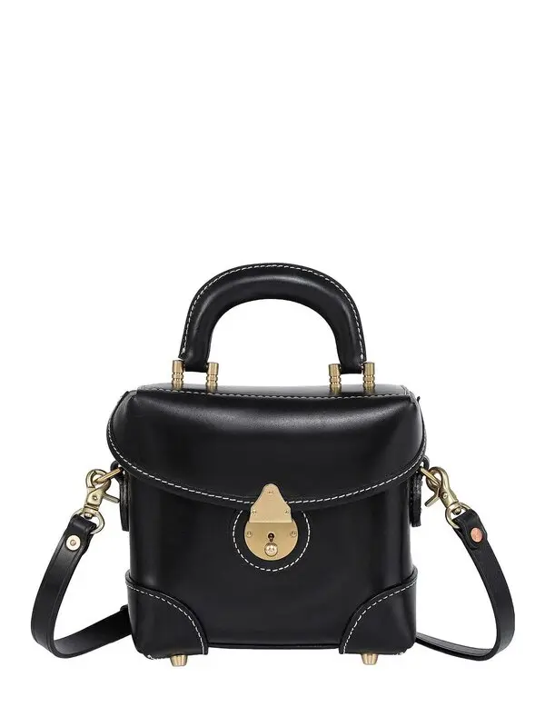 OLD TREND Azalea Genuine Leather Box Crossbody - Black
