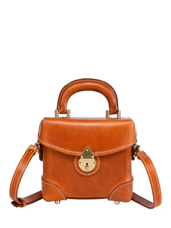 OLD TREND Azalea Genuine Leather Box Crossbody - Caramel