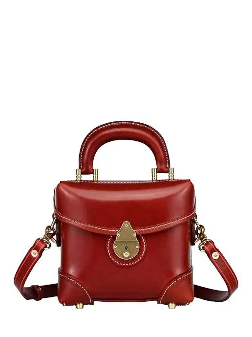 OLD TREND Azalea Genuine Leather Box Crossbody - Red