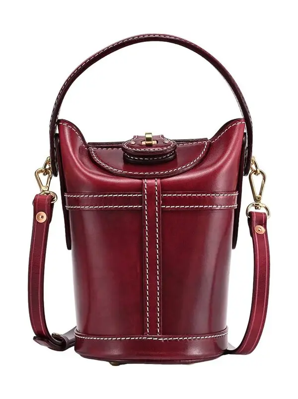 OLD TREND Begonia Leather Bucket Crossbody - Maroon