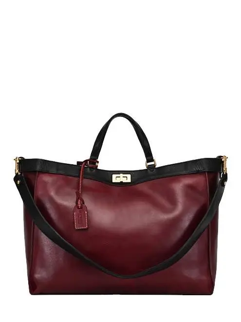 OLD TREND Genuine Leather Travel Tote - Burgundy