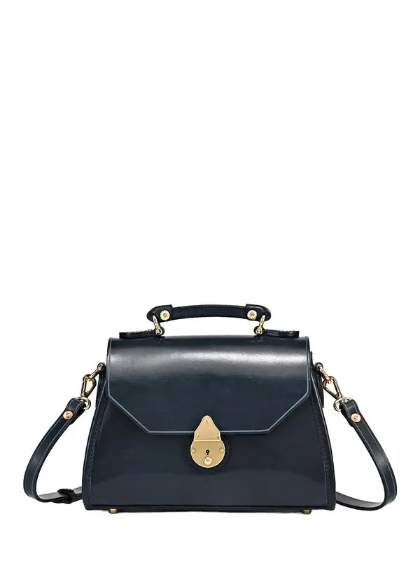 OLD TREND Laurel Leather Satchel - Navy