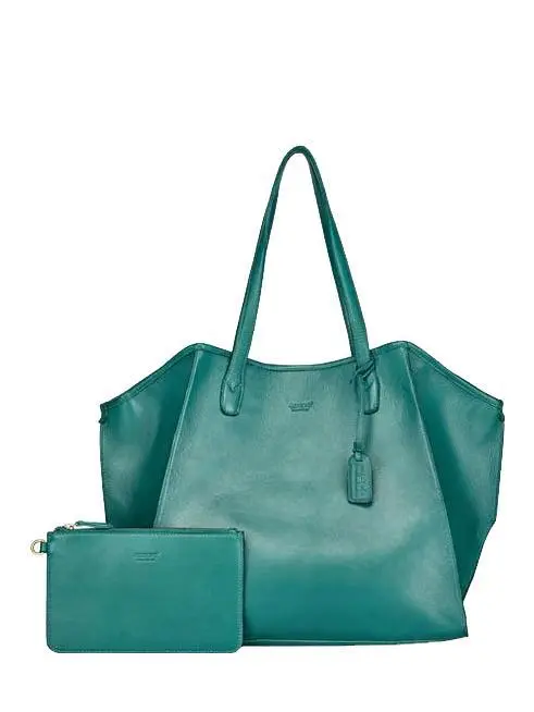 OLD TREND Iris Large Leather Carryall Tote - Teal
