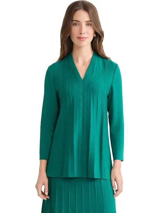 Ming Wang Tonal Multi Stitch Flared Soft Knit Tunic - Everest