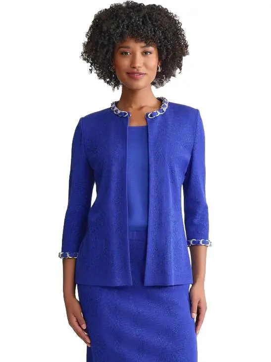 Ming Wang Trim Knit Jacket - Sapphire Sea