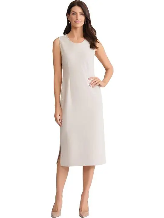 Ming Wang Stretch Deco Crepe Sheath Midi Dress - Limestone