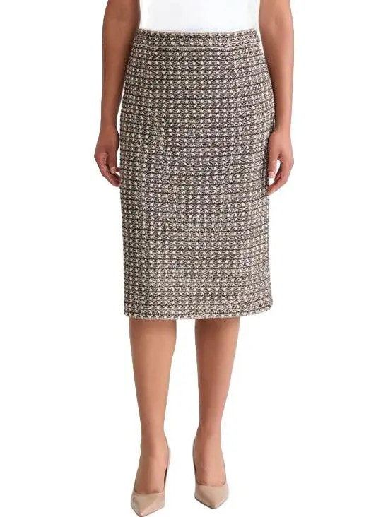 Ming Wang A-line Tweed Knit Skirt - Dark Umber/twig/black/ivory