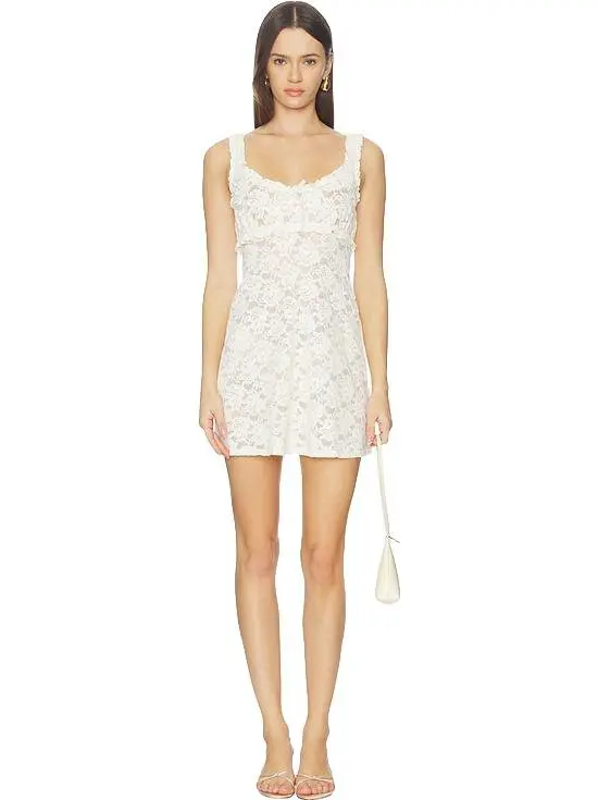 For Love & Lemons Cloud Lace Slip Dress - White