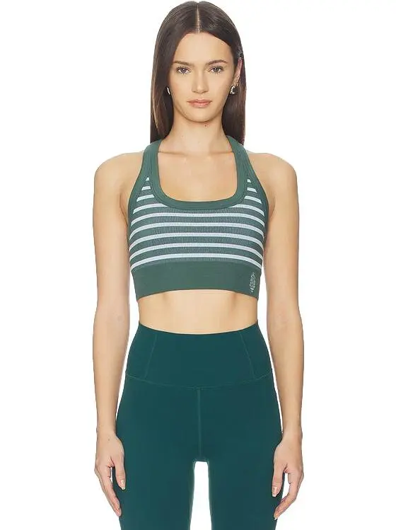 Free People X Go To Colorblock Sports Bra In Green - Evergreen