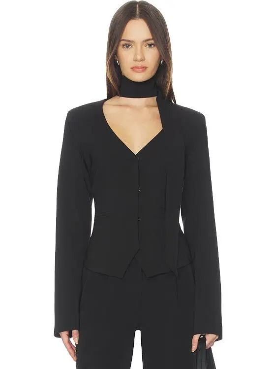 ALL THE WAYS Ariyah Scarf Blazer - Black