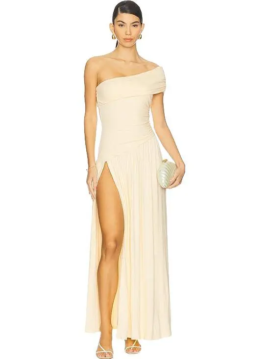 RUNAWAY THE LABEL Larsen One Shoulder Maxi Dress - Lemon