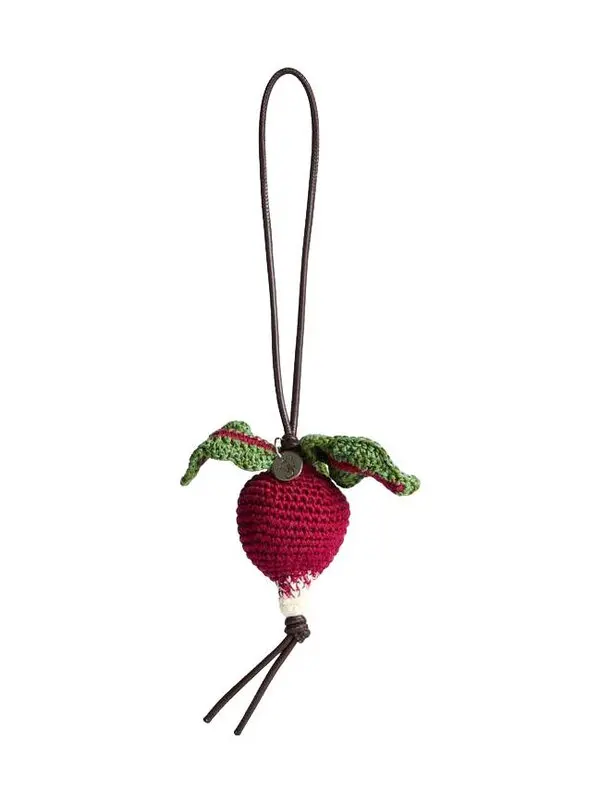 JW Anderson Crocheted Radish Bag Charm - Burgundy