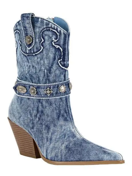 AZALEA WANG Neith Western Boots - Denim