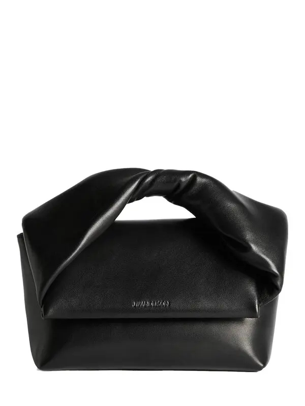 JW Anderson Midi Twister Leather Handbag - Black