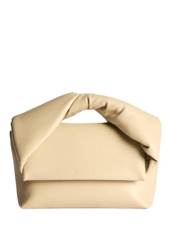 JW Anderson Midi Twister Leather Handbag - Taupe