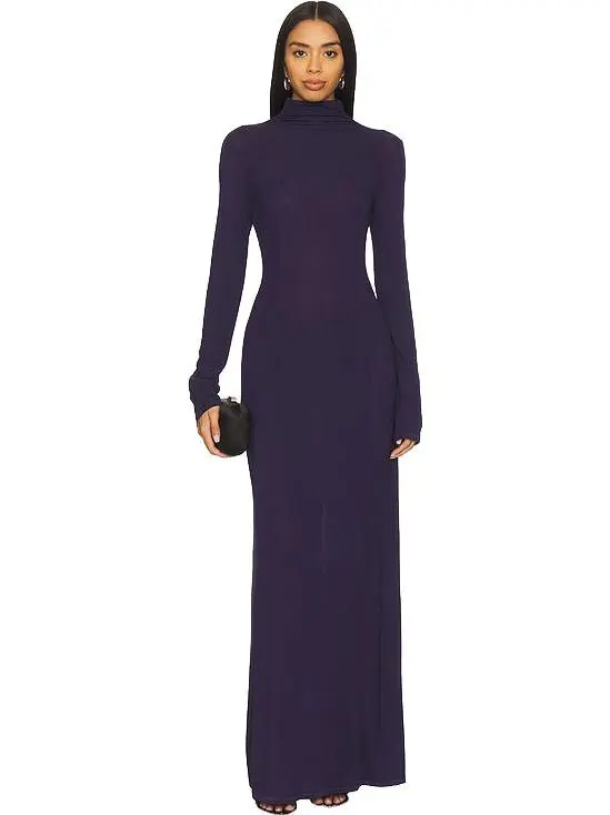 Rag & Bone Elsa Lurex Turtleneck Maxi Dress - Dark Blue