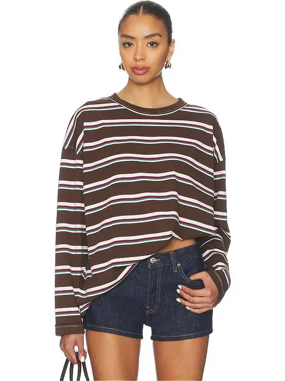 Lioness Horizon Long Sleeve Top - Dark Chocolate Stripe
