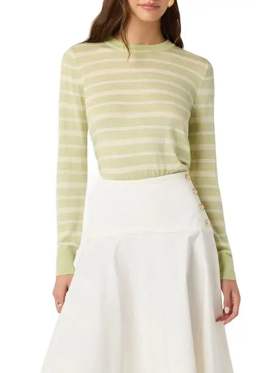 Astr The Label Stripe Crewneck Sweater - Green Stripe