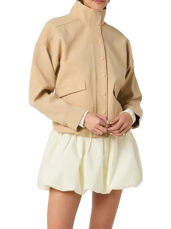 Astr The Label Funnel Neck Bomber Jacket - Tan