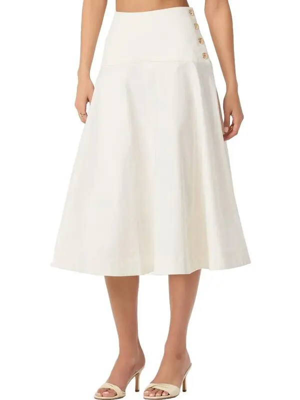 Astr The Label Drop Waist Stretch Cotton Midi Skirt - Off White