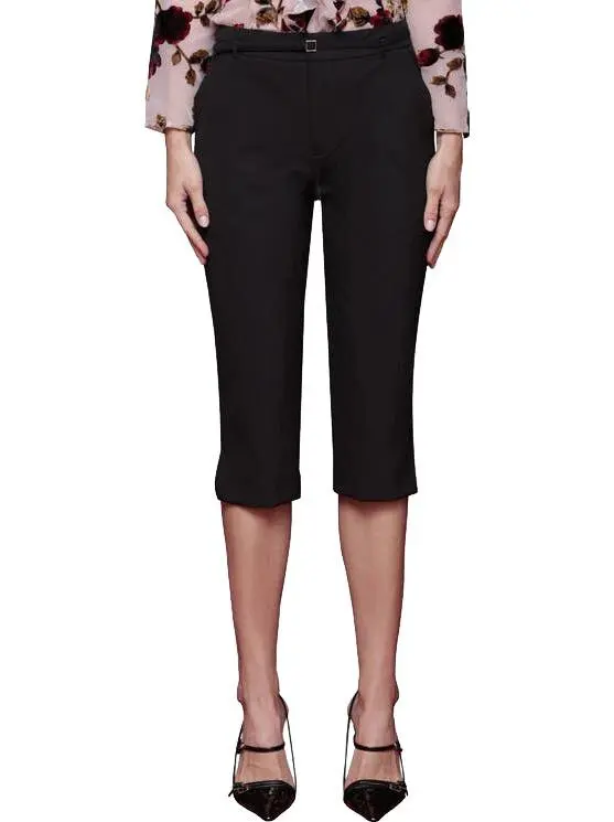 Avec Les Filles High-waist Capri Pants With Belt - Black