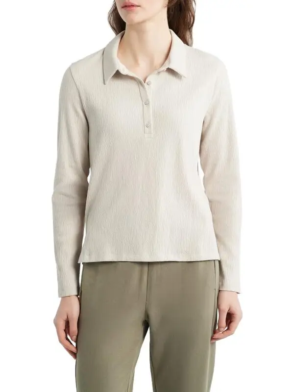Eileen Fisher Slim Textured Henley - Papyrus