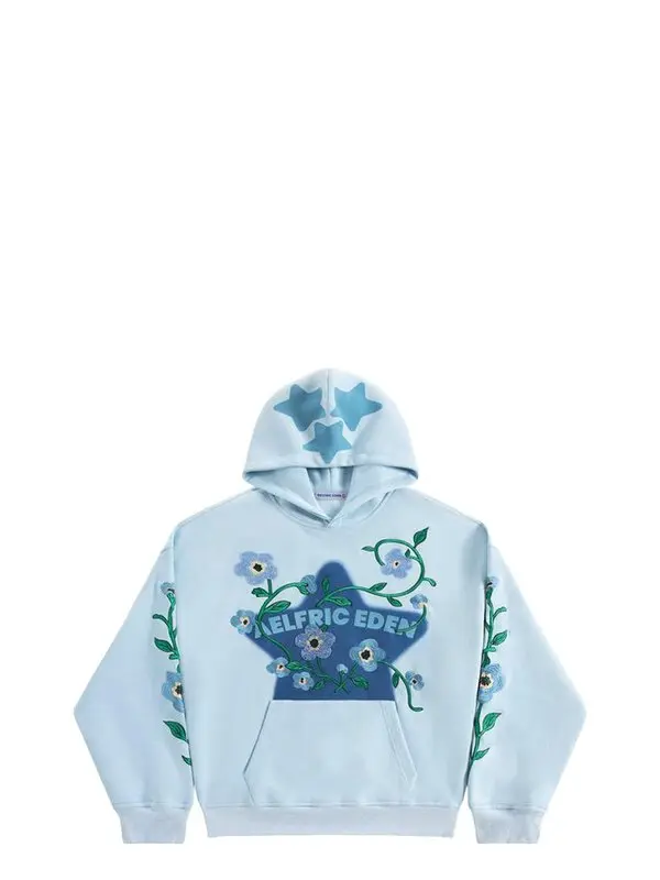AELFRIC EDEN Beaded Floral Eden Star Pullover Hoodie - Blue