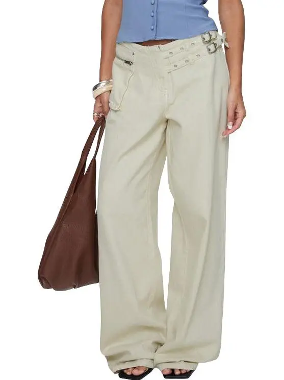 Princess Polly Paltrow Cotton Cargo Pants - Cream