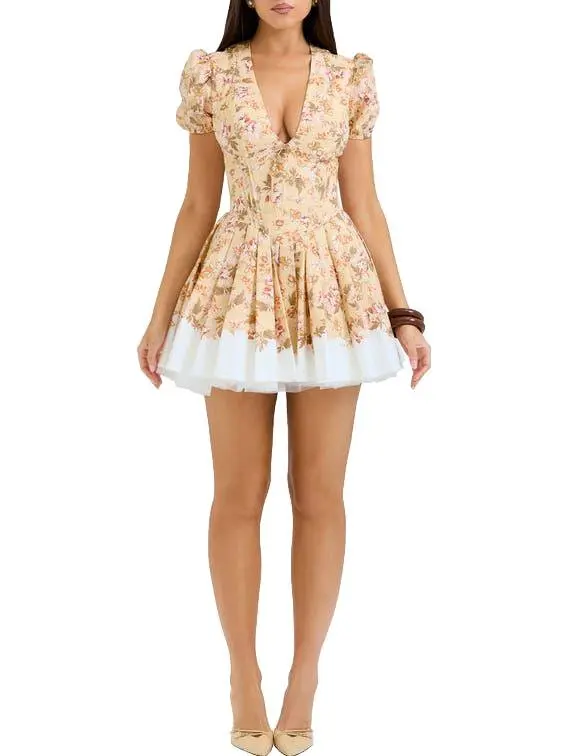 House Of Cb Imani Floral Print Minidress - Sunbleached