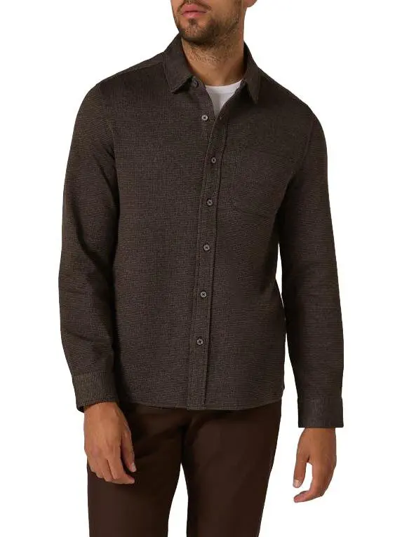 7 Diamonds Generation Houndstooth Knit Button-up Shirt - Brown
