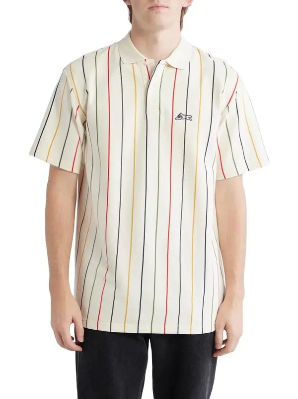 ICECREAM Archer Stripe Cotton Piqué Polo - Antique White