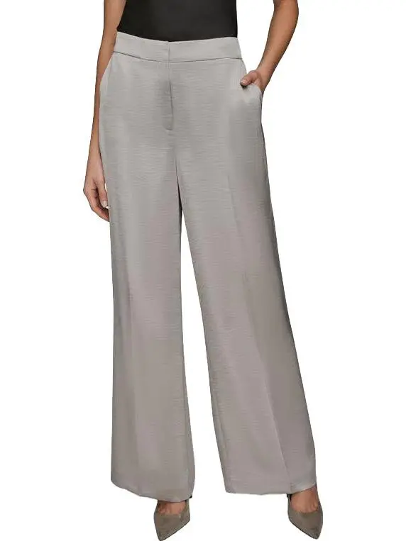 Donna Karan New York Clean Front Wide Leg Satin Pants - Vapor