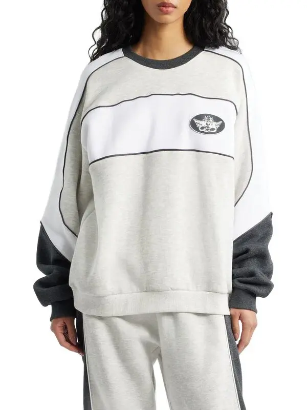 BOYS LIE Heathered Oversized Sweatshirt - Heather Grey Multi