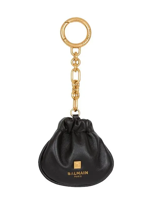 Balmain Pulse Leather Key Ring - Black