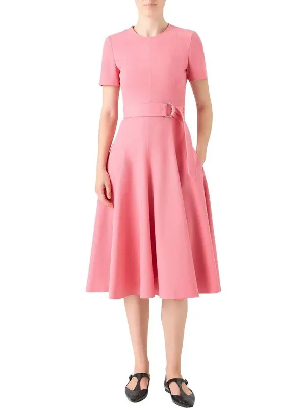 Akris Cotton Blend Belted A-line Dress - Blush